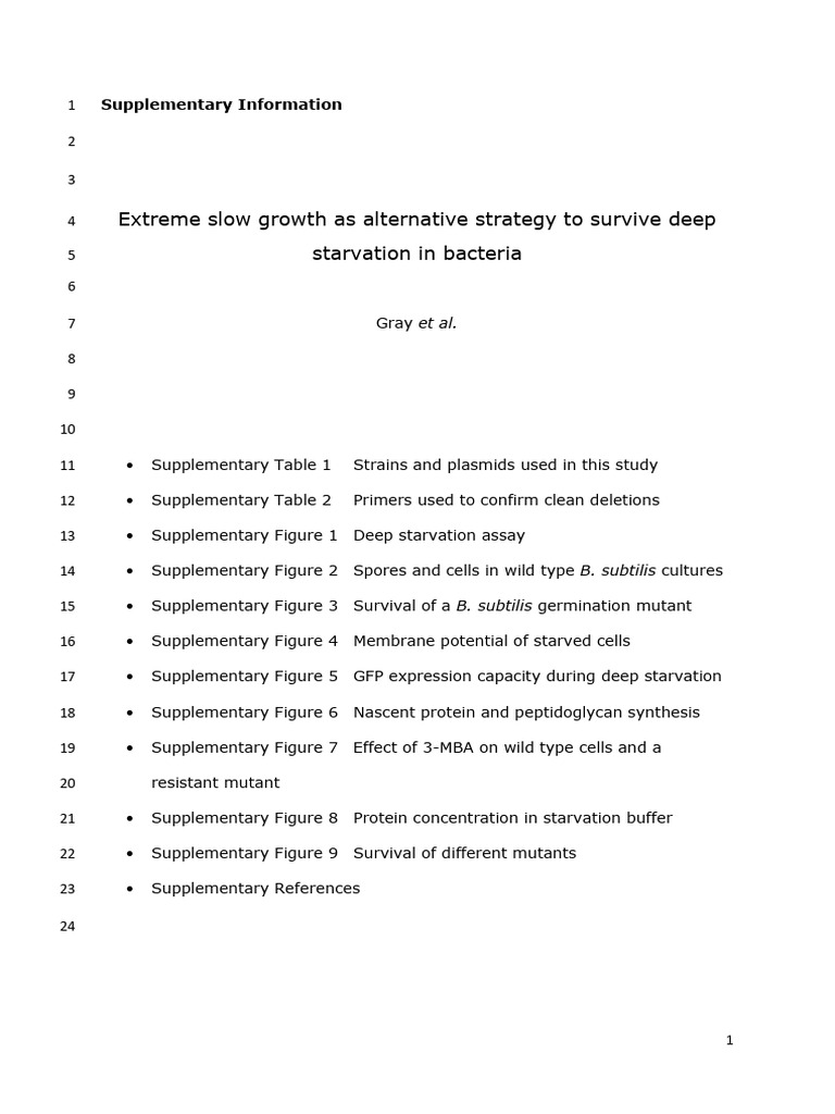 Extreme Slow Growth (Supplementary Info) | PDF | Bacillus | Colony ...