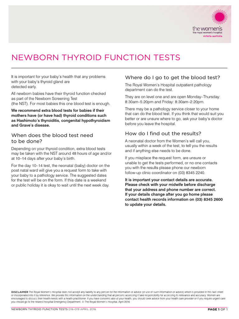 Newborn Thyroid Function Tests | PDF | Thyroid | Infants