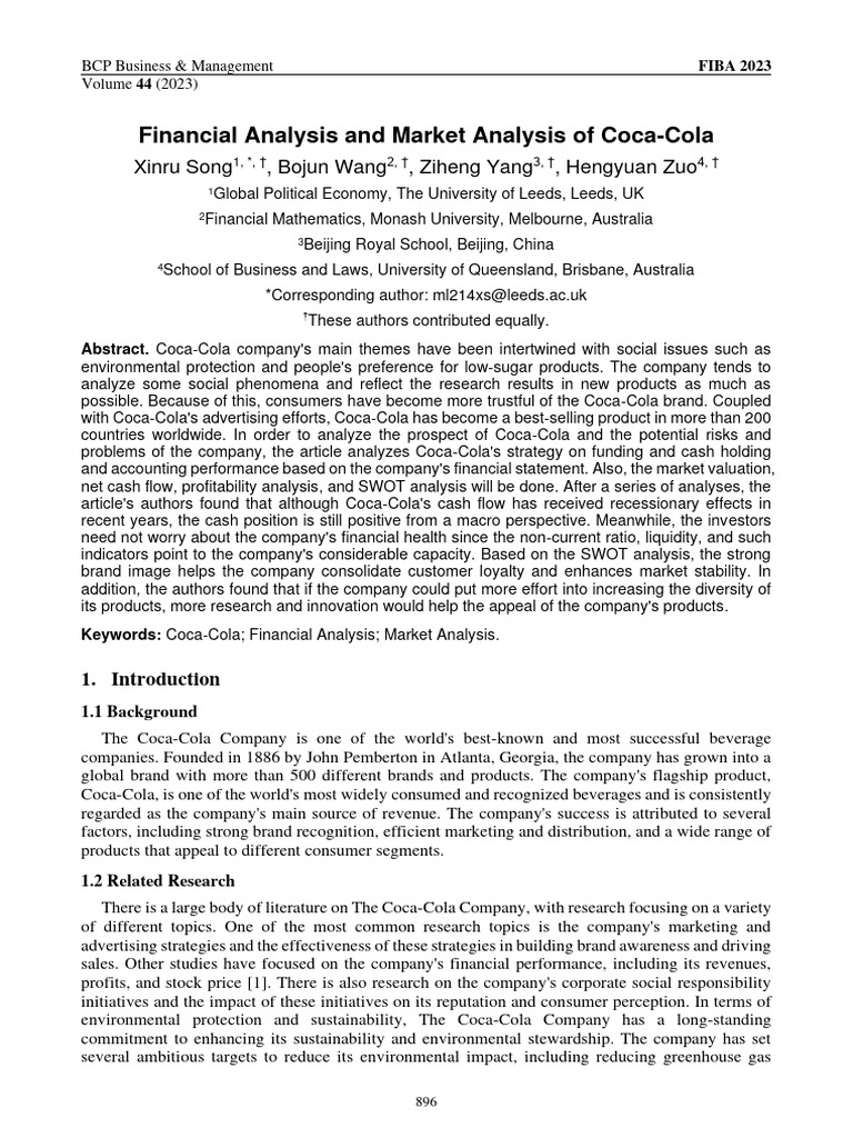 Financial Analysis and Market Analysis of Coca-Col | PDF | The Coca ...