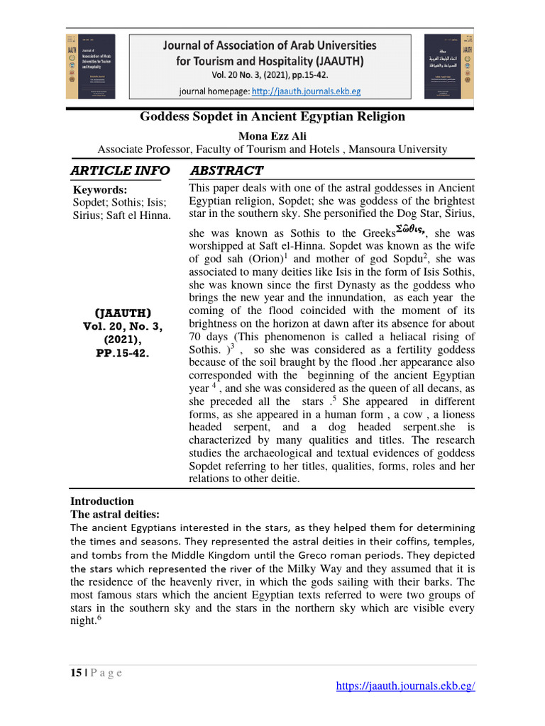 Goddess Sopdet in Ancient Egypt | PDF | Isis | Egyptian Mythology