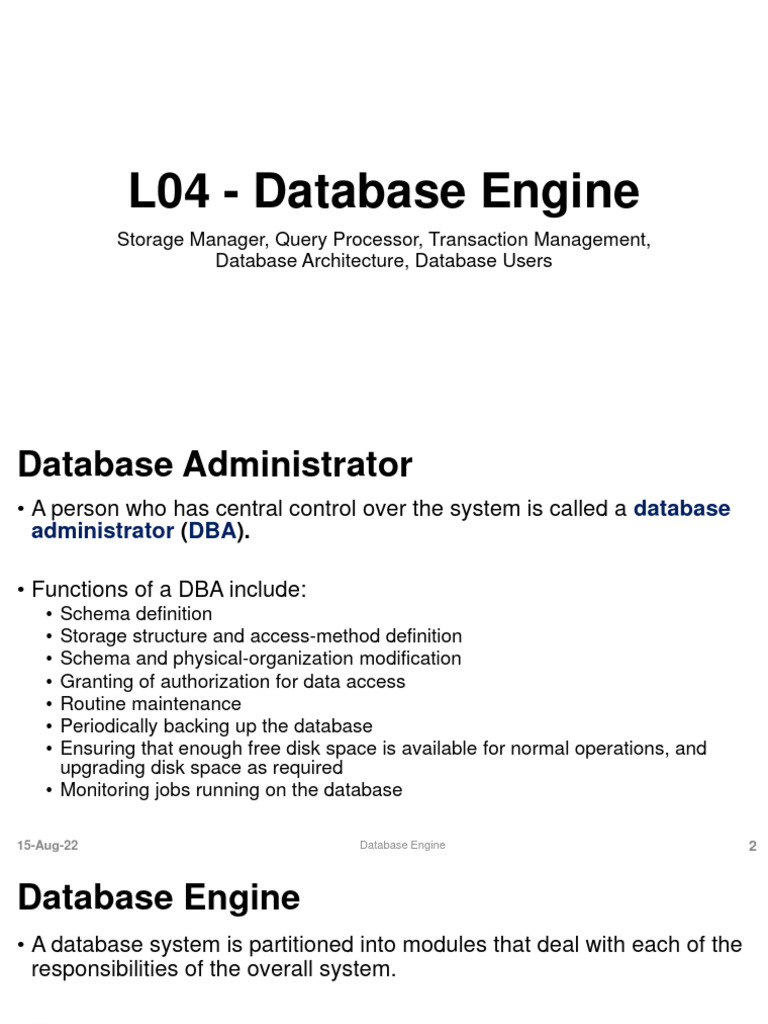 L04-Database Architecture | PDF | Databases | Client–Server Model