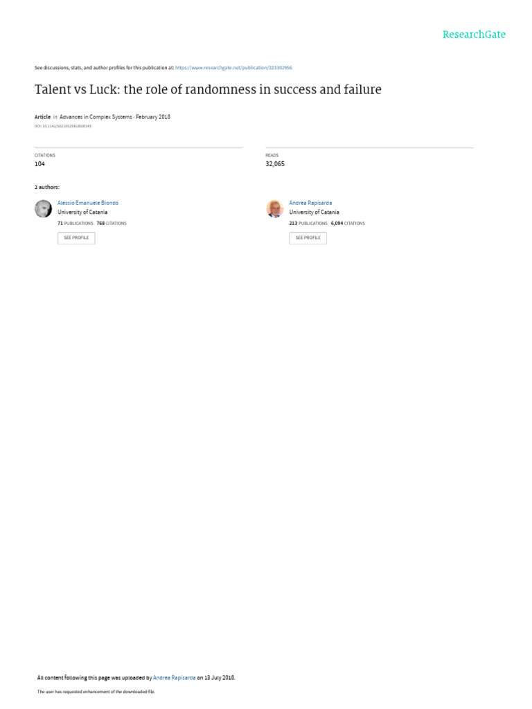 Talent Vs Luck | PDF | Normal Distribution | Intelligence Quotient