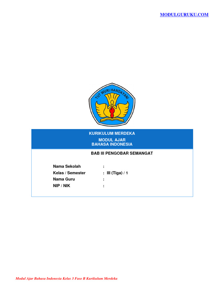 Modul Ajar Bahasa Indonesia Kelas 3 Fase B Kurikulum Merdeka | PDF ...