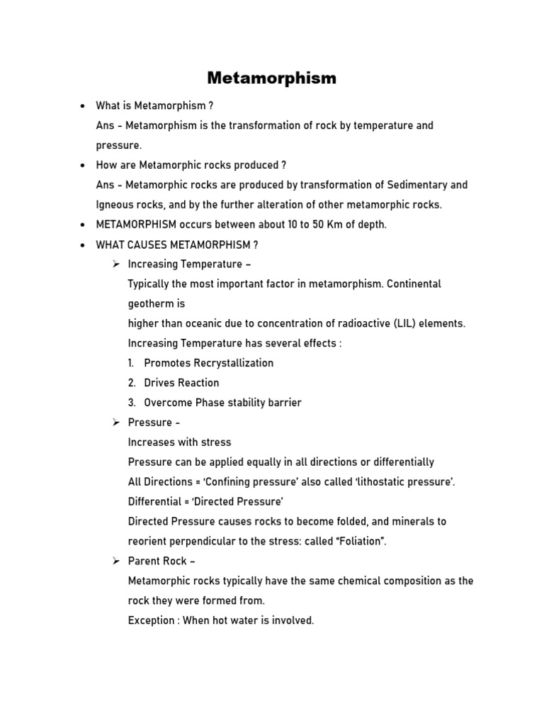Metamorphism Notes | PDF | Rock (Geology) | Earth Sciences