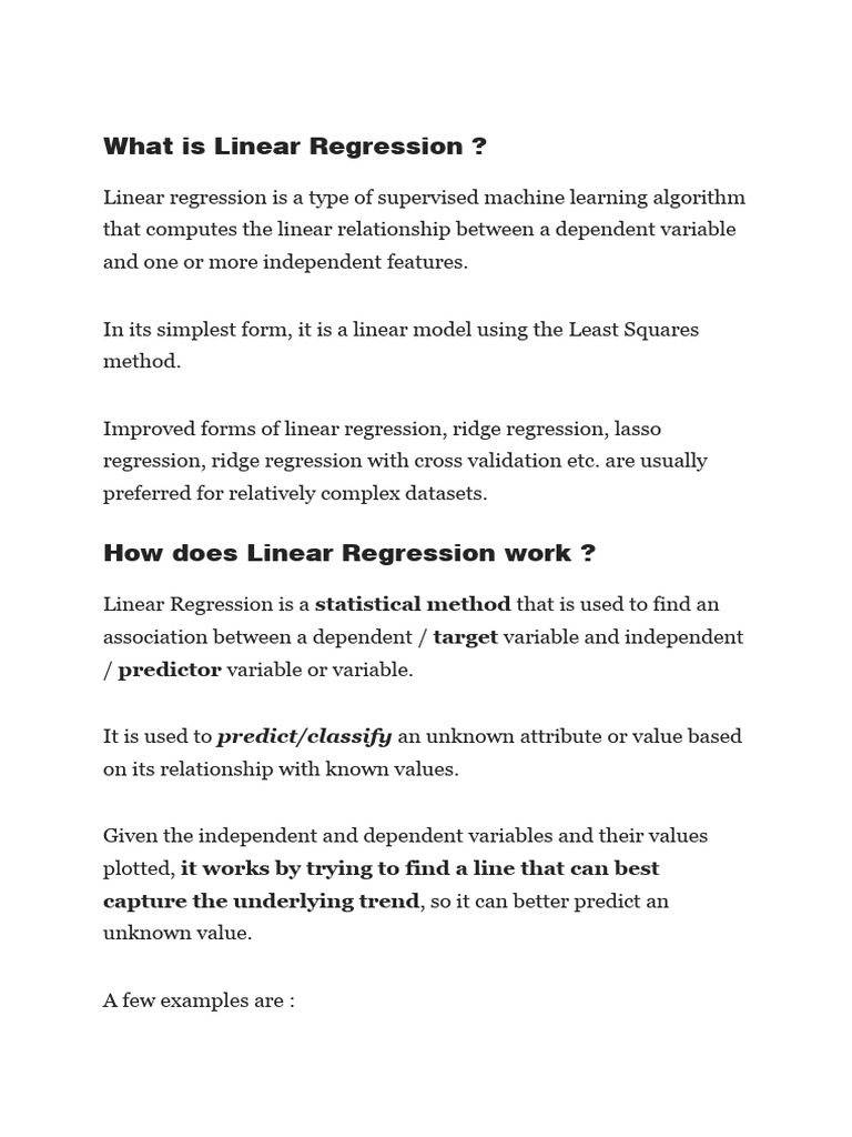 What is Linear Regression | PDF | Regression Analysis | Linear Regression