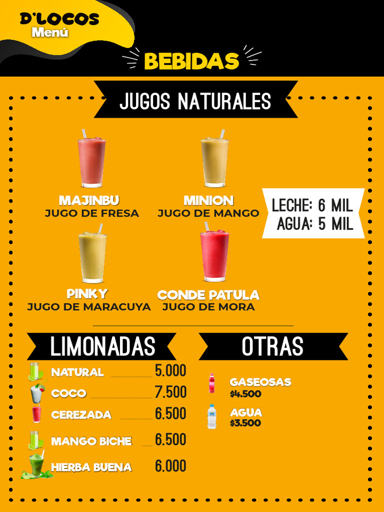 Menu y Licores | PDF | Salchicha | Alimentos