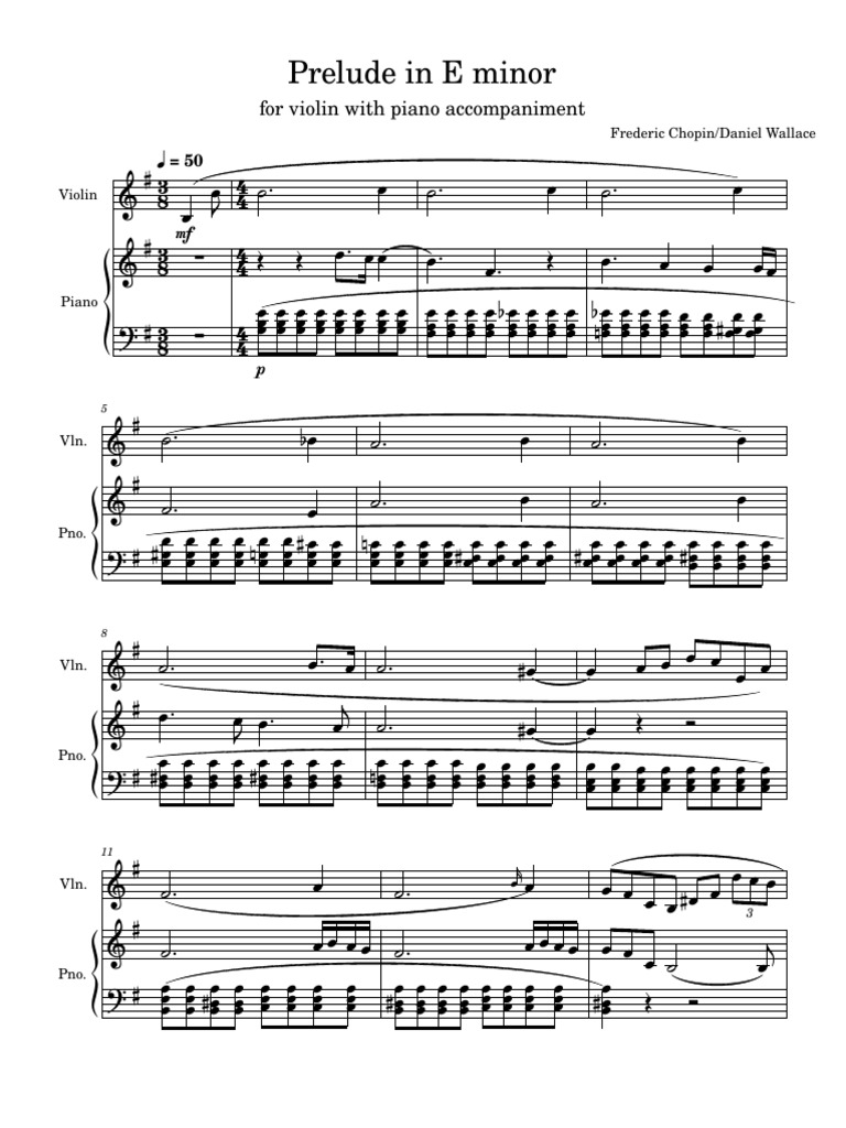 Chopin, E - Moll Prelűd Zongora Kíséret | PDF | String Instruments ...
