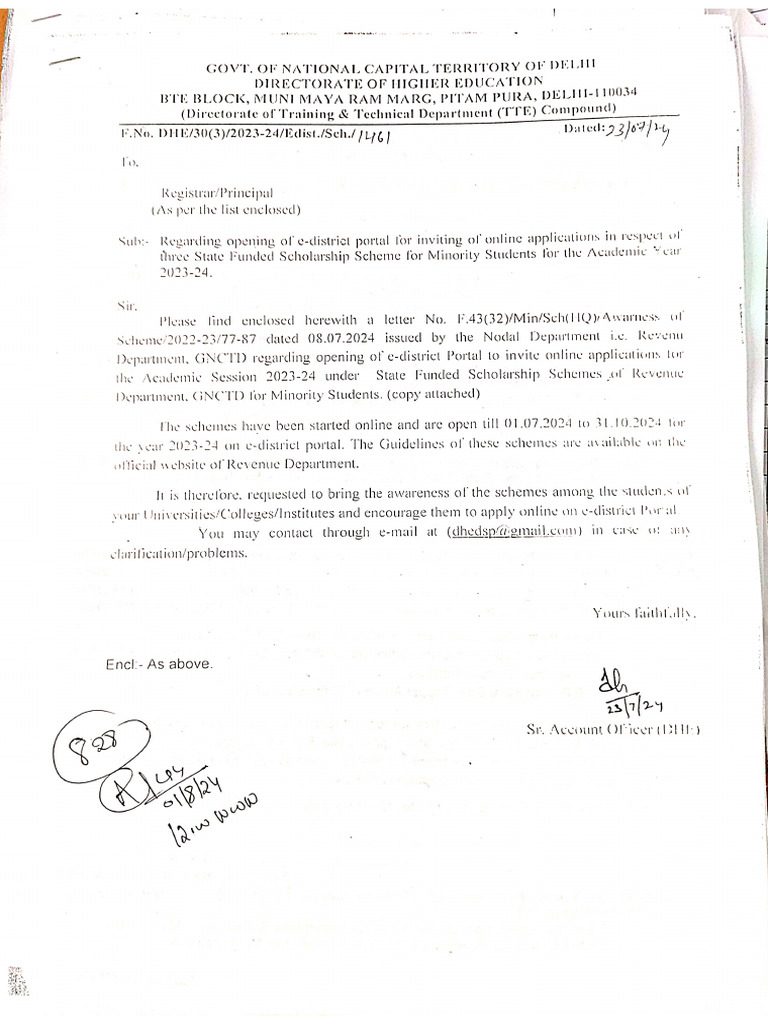 Opening of e District Portal For Scholarship Schemes | PDF