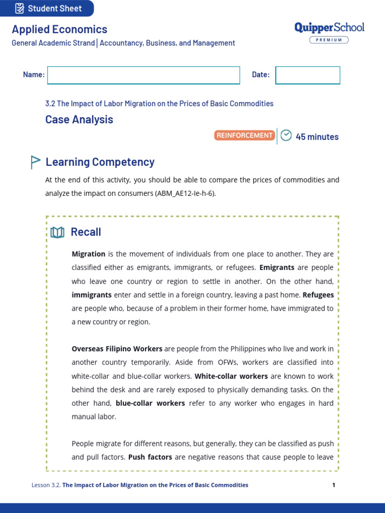 AEC - 12 - Q1 - 0302 - SS2 Reinforcement - The Impact of Labor Migration On The Prices of Basic ...