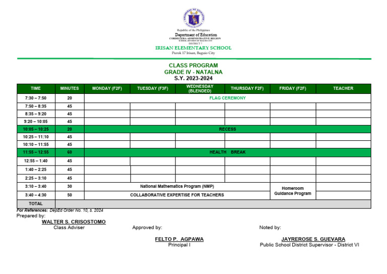 Grade IV Class Program 2023-2024 | PDF