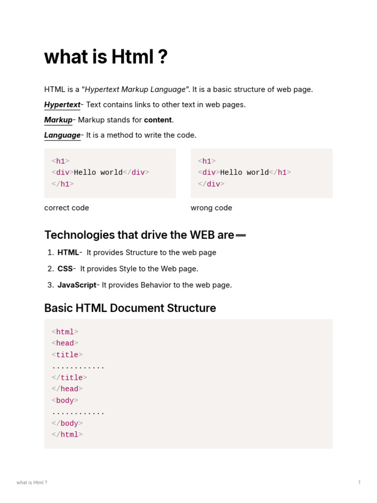 What Is HTML | PDF | Html Element | Html