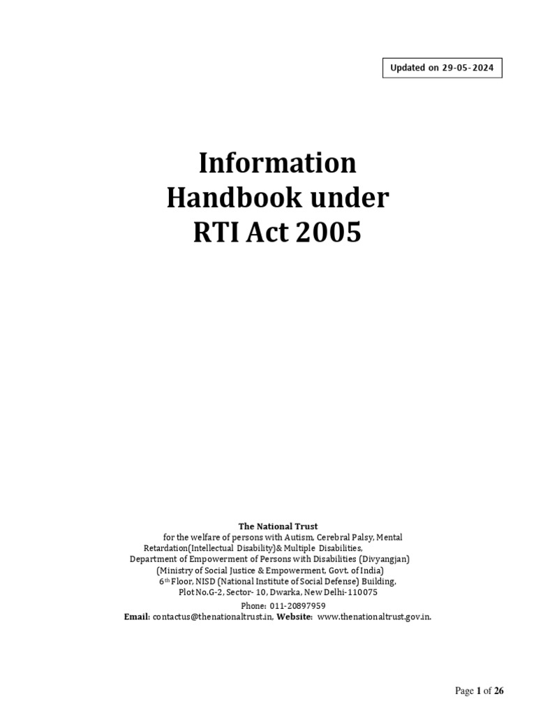 Information Handbook Under RTI ACT 2005 (30-4-2024) | PDF ...