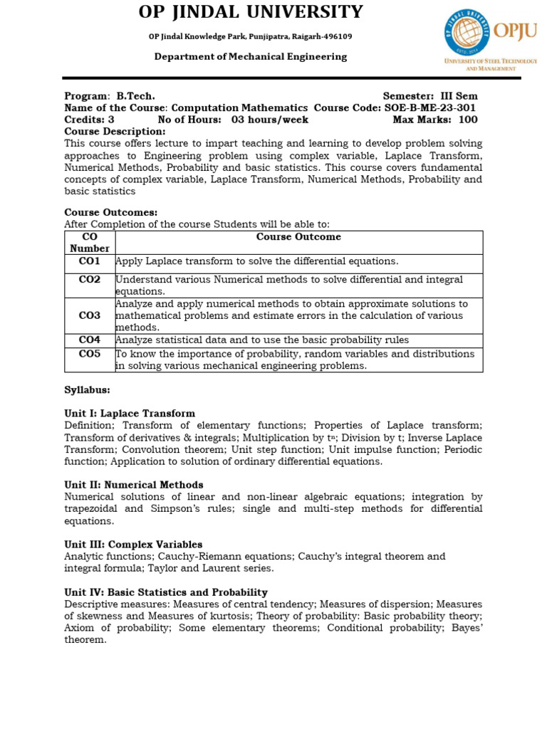 Computation Mathematics | PDF | Laplace Transform | Probability Distribution