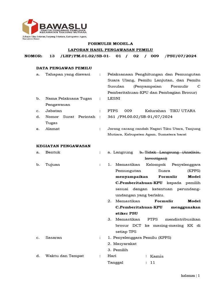 FORM A C Pemberitahuan Dan Brosur DCT | PDF