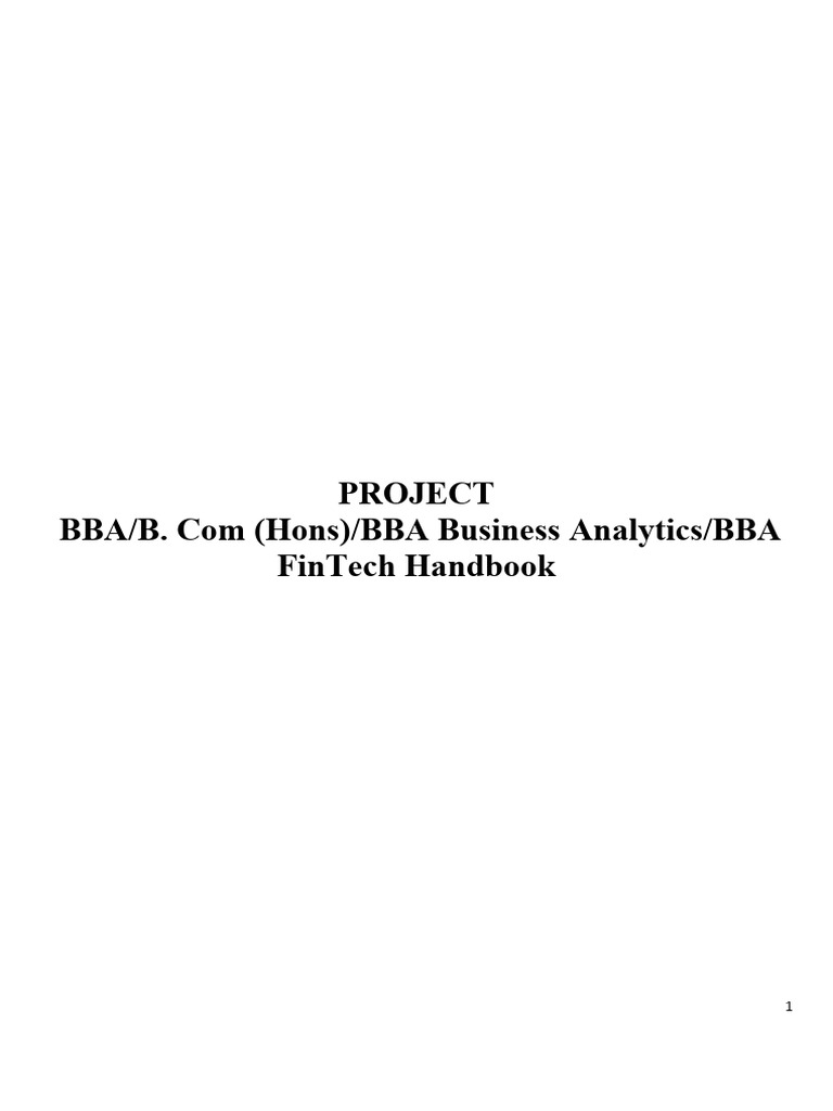 Project B.Com (H), BBA, BBA Business Analytics, BBA FinTech Handbook ...