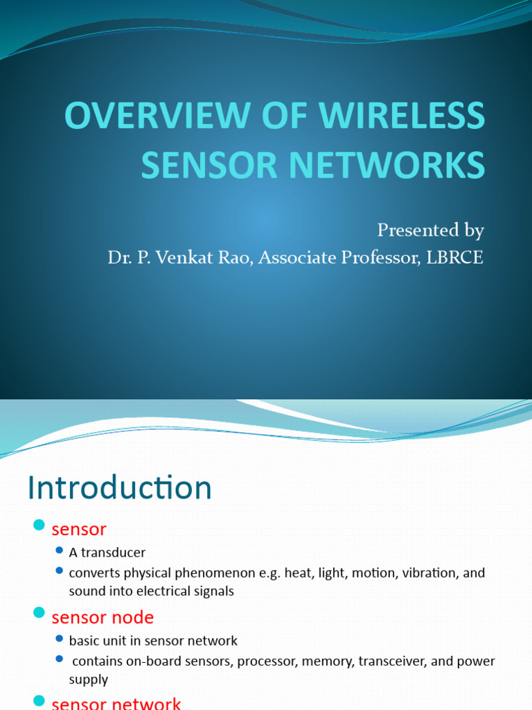 WSN-UNIT-I-2023 | PDF | Wireless Sensor Network | Wireless Ad Hoc Network
