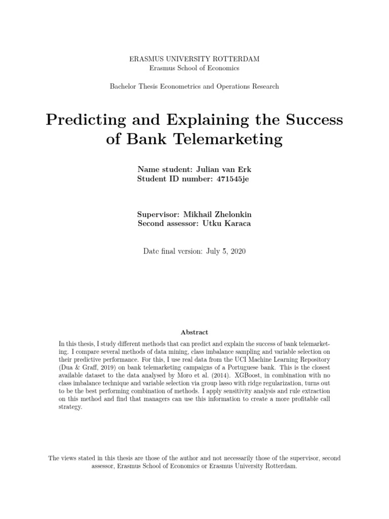 Thesis Final Version Julian Van Erk | PDF | Data Analysis | Statistics