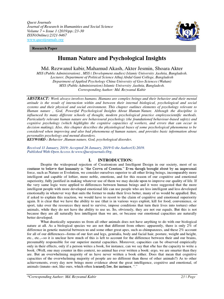Insights on Human Nature and Psychology | PDF | Psychology | Human Nature