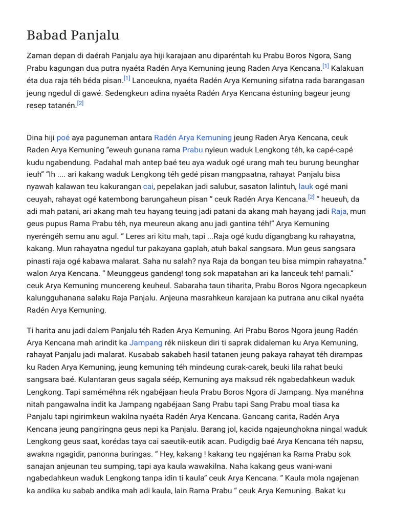 Babad Panjalu - Wikipédia Sunda, Énsiklopédi Bébas | PDF