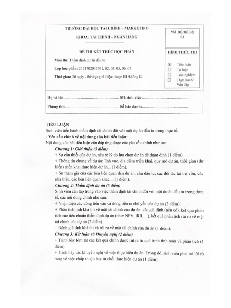 De Tieu Luan Cuoi Ky - TDDADT | PDF