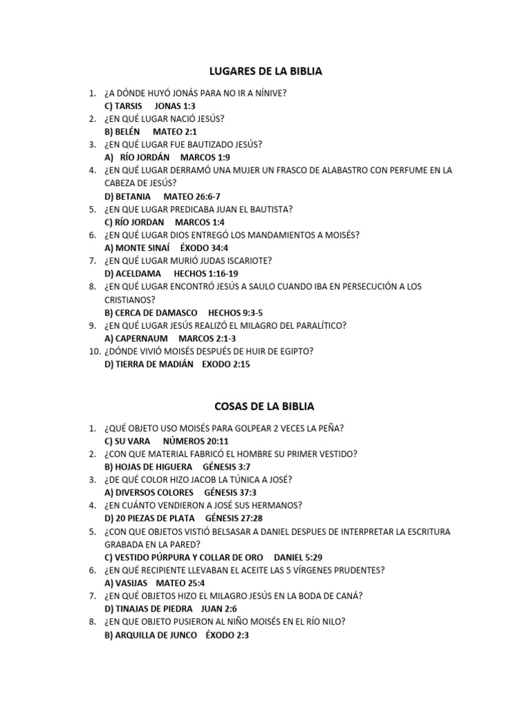 PREGUNTAS DE LA BIBLIA | PDF | Jesús | Moisés