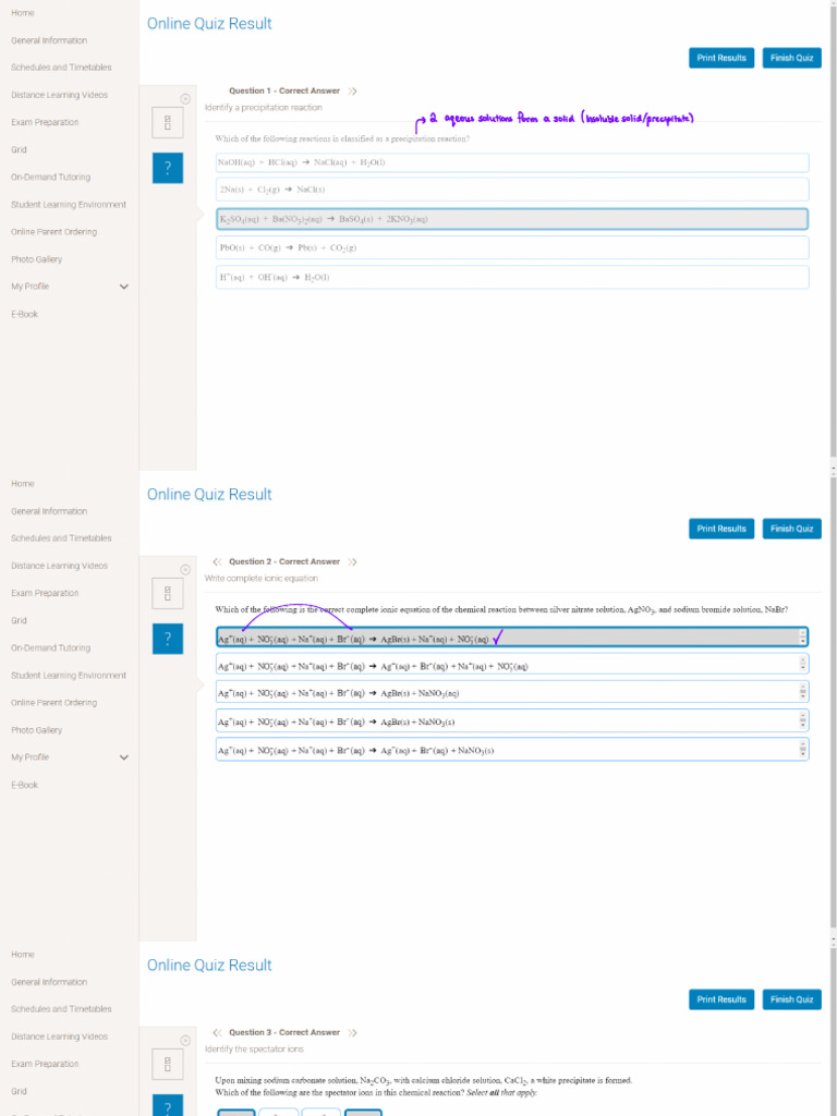 Chemistry Ch4 Course Practice Quiz (Level N) | PDF