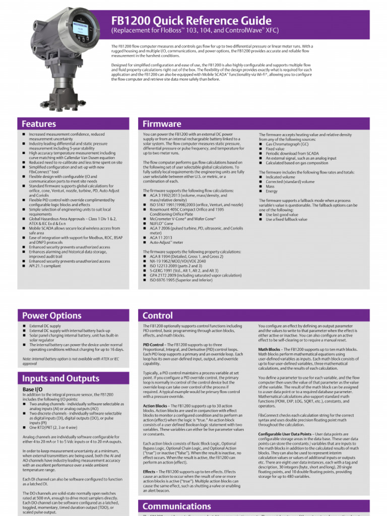 Fb1200 Quick Reference Guide en 7865340 | PDF