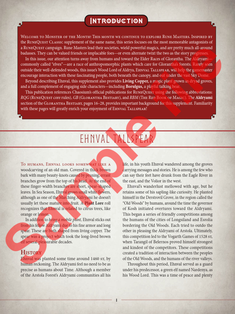 Aldryami Elf Lord Example Adventure | PDF