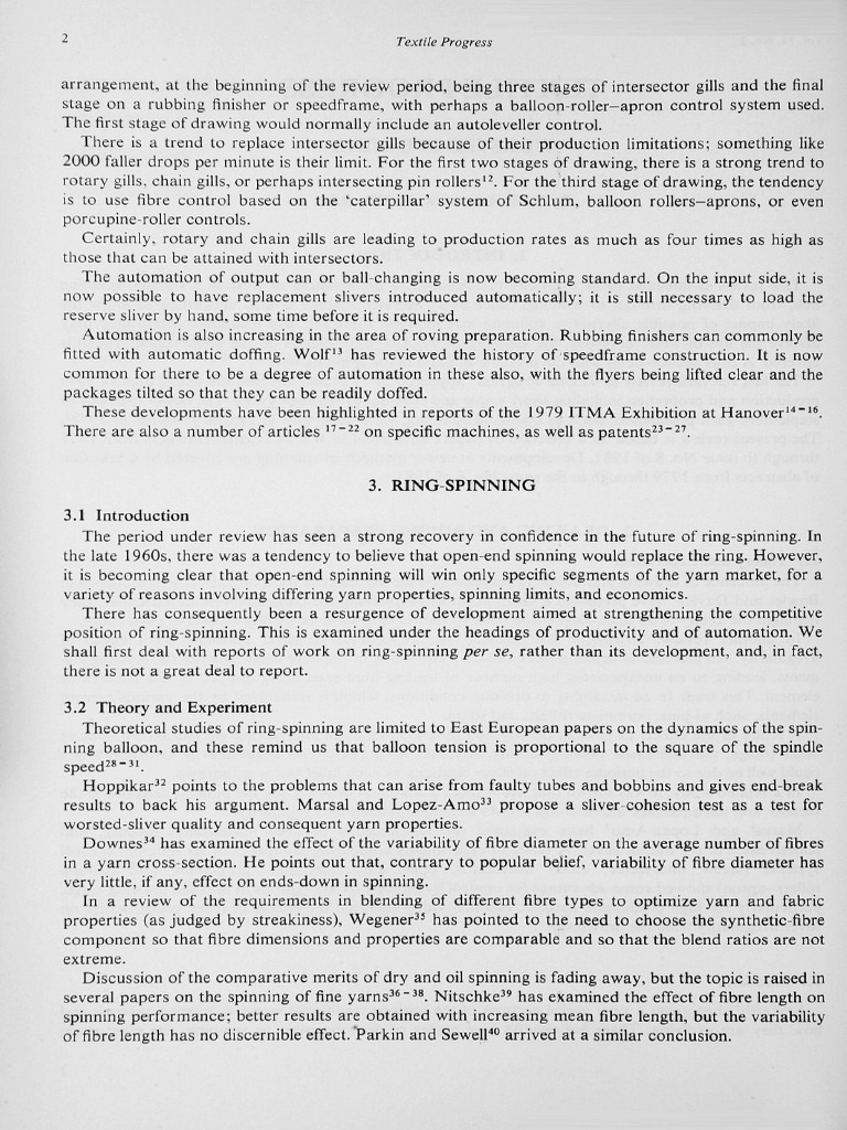 Ring-Spinning: Textile Progress | PDF | Spinning (Textiles) | Spindle ...