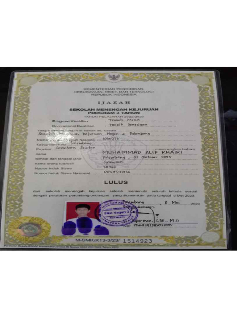 Dokumen Ijazah M.alif - Khairi - 11zon | PDF