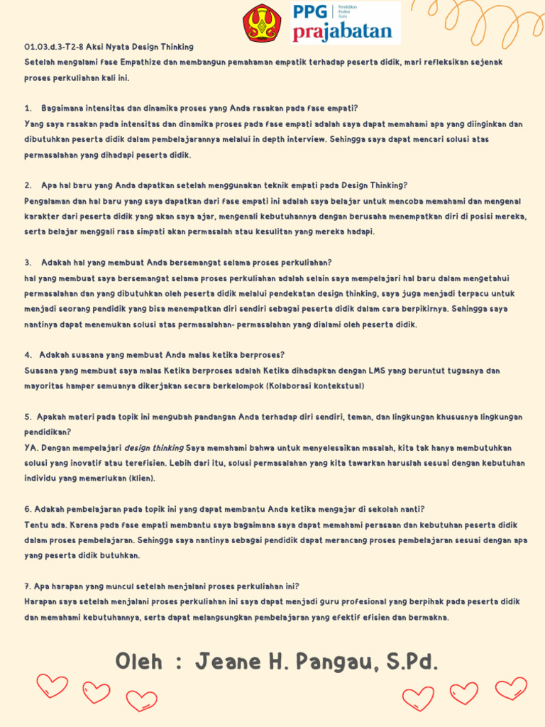 Jeane - Aksi Nyata Topik 2 Design Thinking | PDF