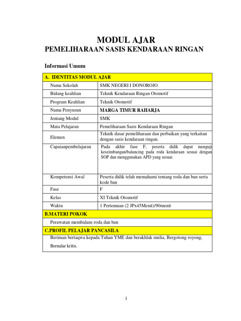 Modul Ajar TKR | PDF | Karier & Perkembangan