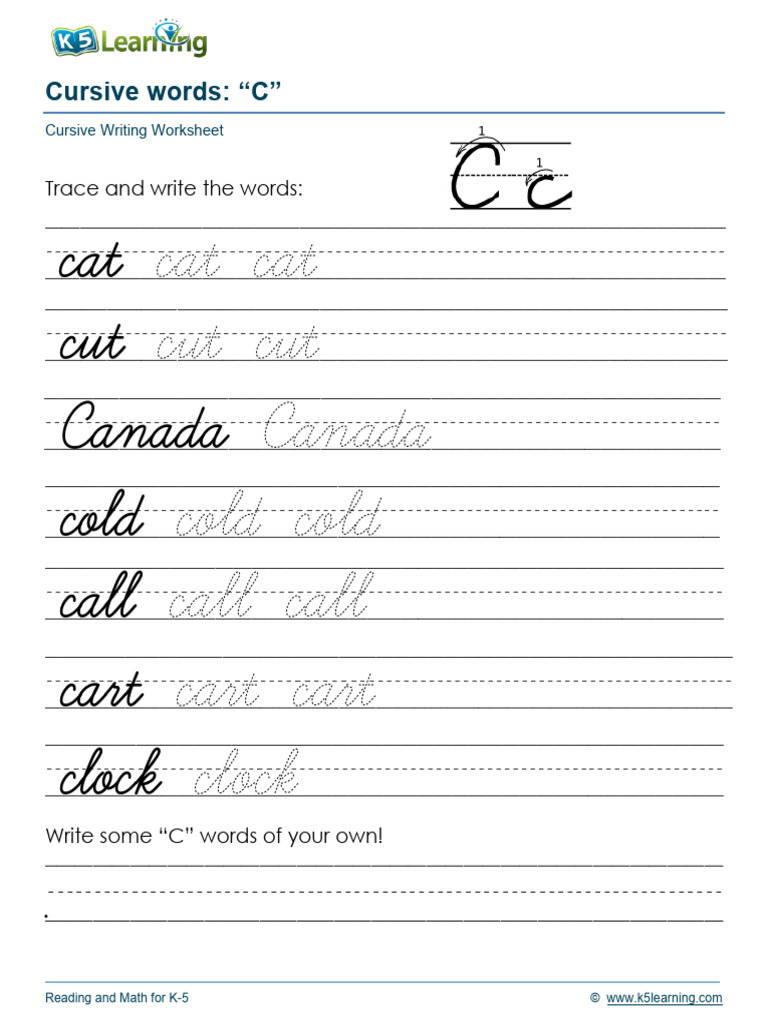 Handwriting Practice Words Cc Printable | PDF
