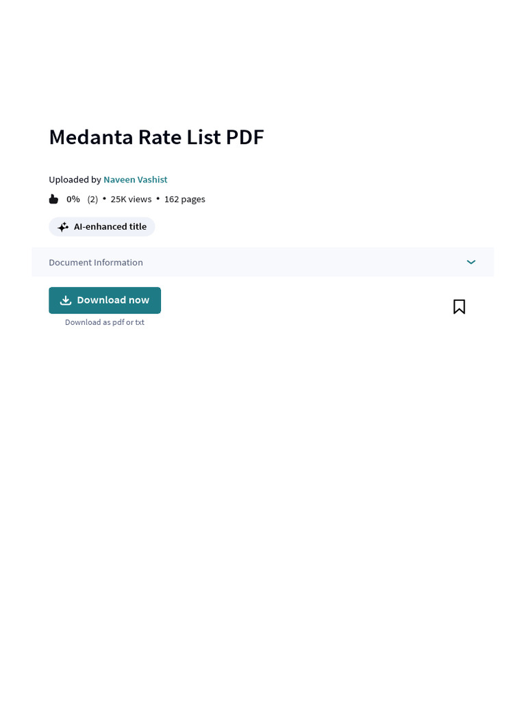 Medanta Rate List PDF - PDF | PDF | Scribd | Cyberspace