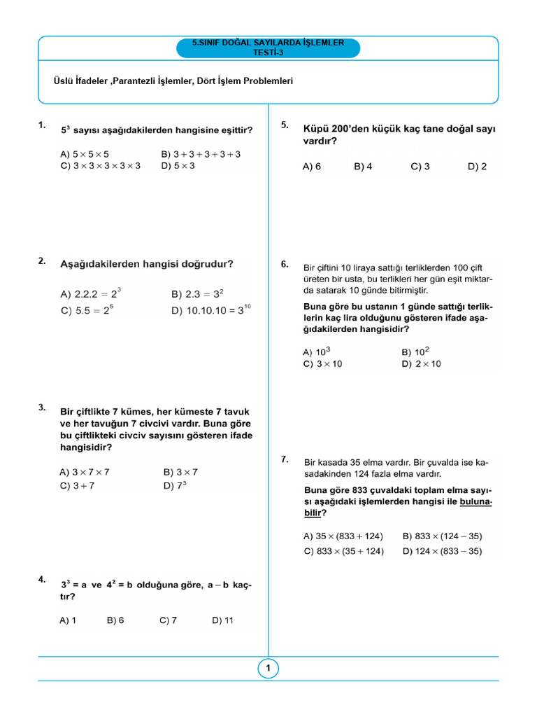 En Önemli Testler Sırasındakiler | PDF
