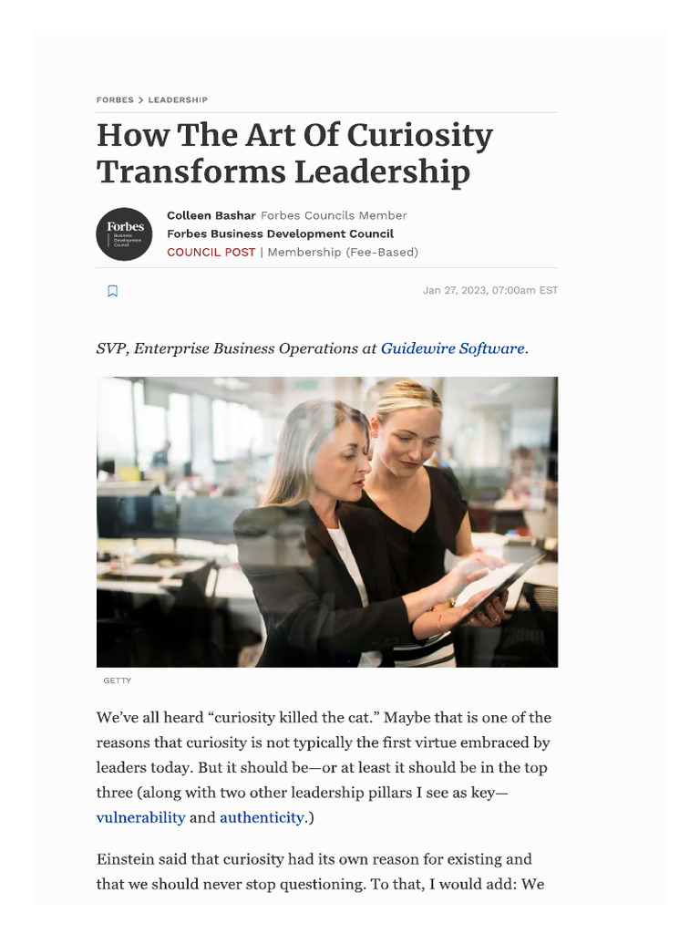 How The Art of Curiosity Transforms Leadership | PDF