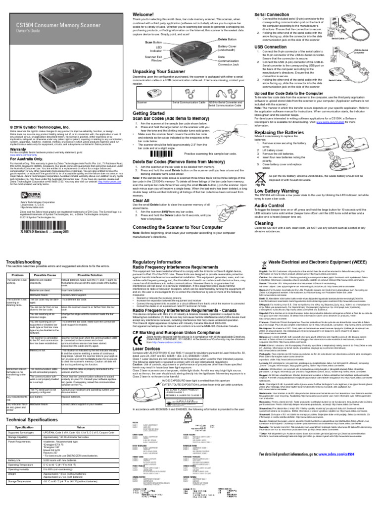 Cs1504 Owners Guide en Us | PDF | Image Scanner | Usb