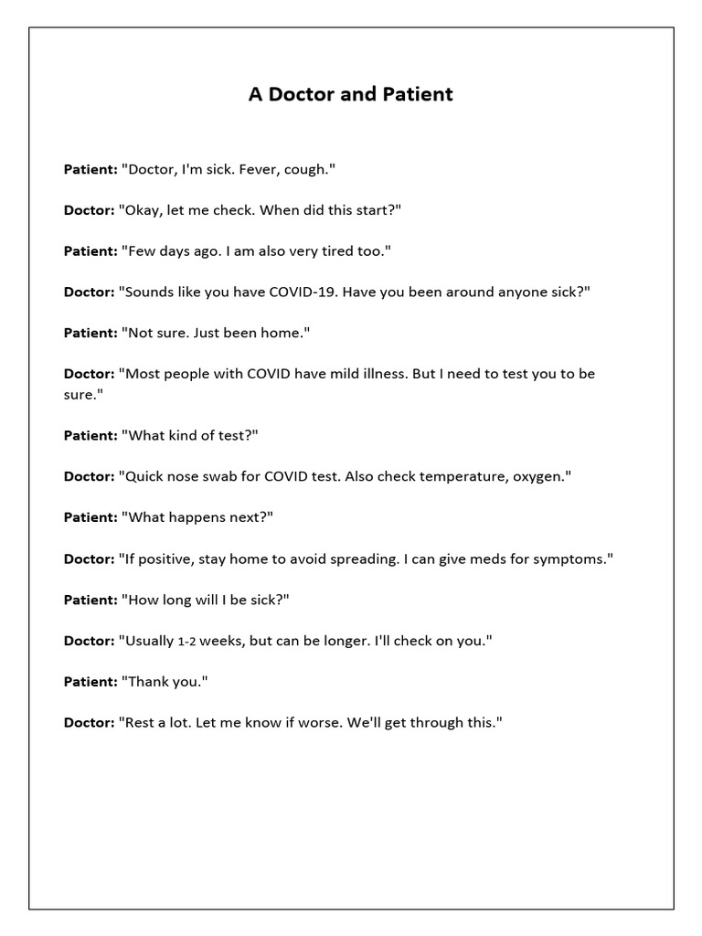 Short Easy-Word Conversation Between A Doctor and Patient | PDF