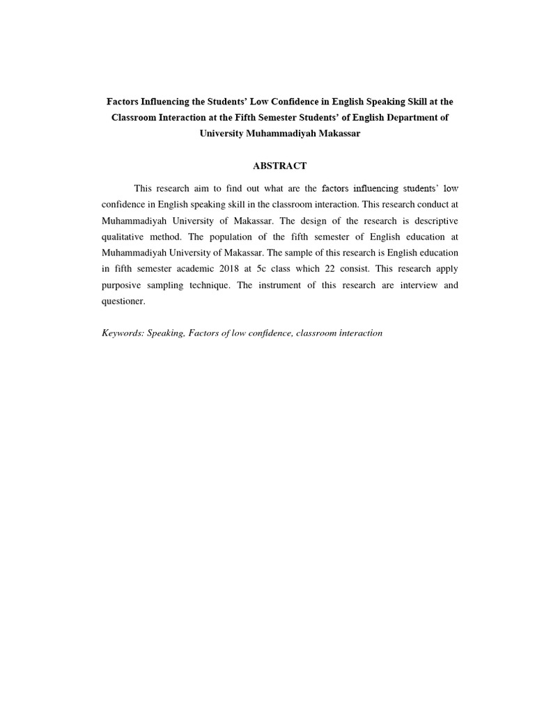 Factors Affecting Low Confidence in Speaking | PDF | Career & Growth ...