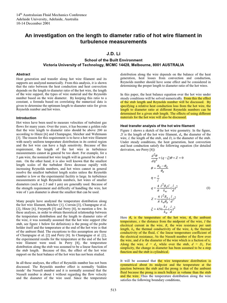Li_2001 | PDF | Reynolds Number | Heat Transfer