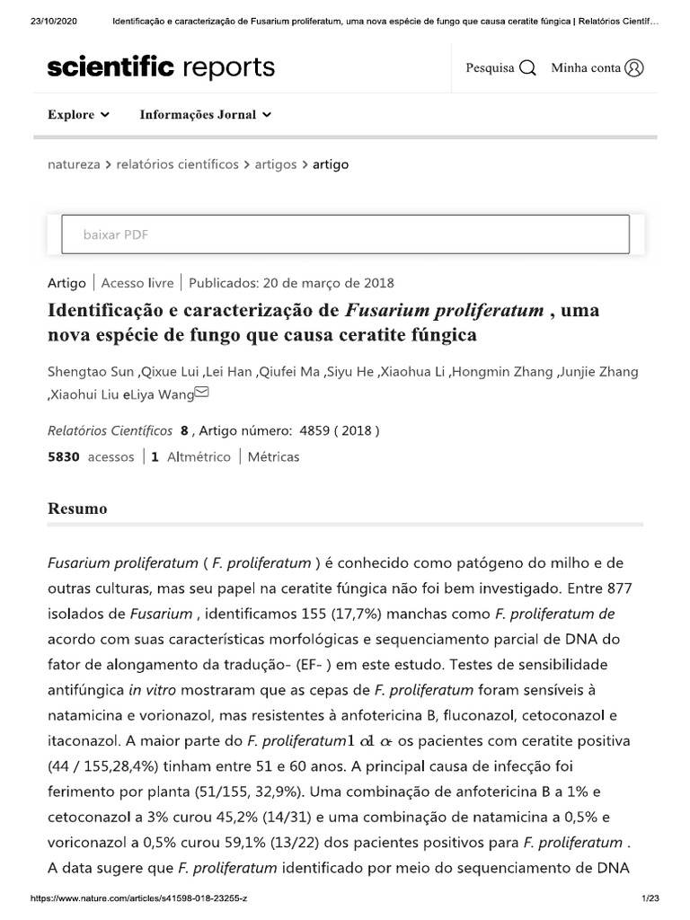 Identificação e Caracterização de Fusar - Nature | PDF