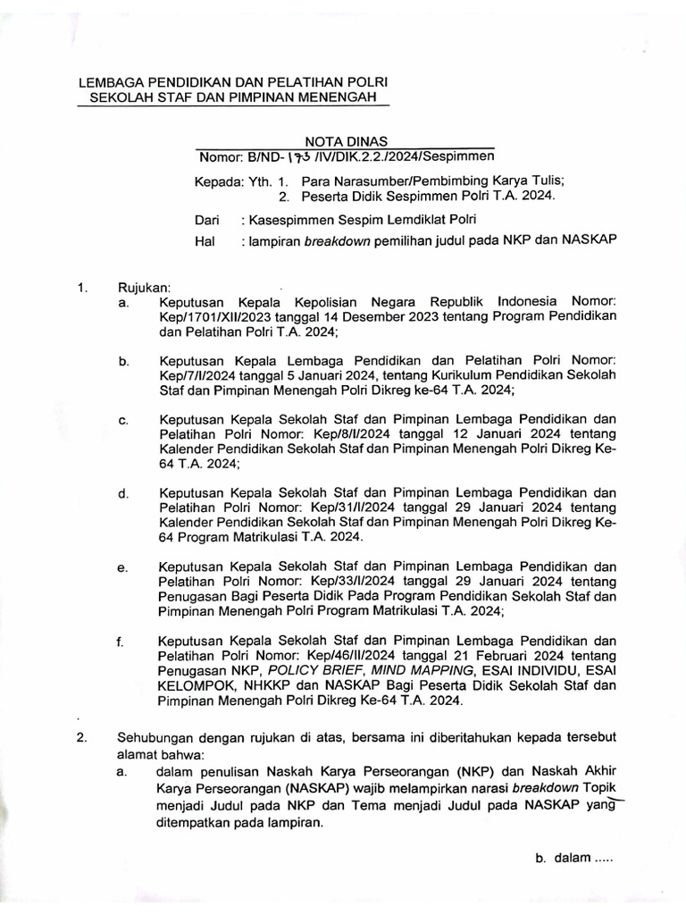 Lampiran Breakdown Pemilihan Judul NKP Dan Naskap | PDF