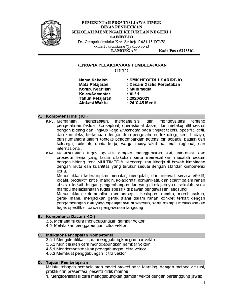 RPP DGP KD 5 Penggabungan Gambar Dan Teks Berbasis Vektor | PDF