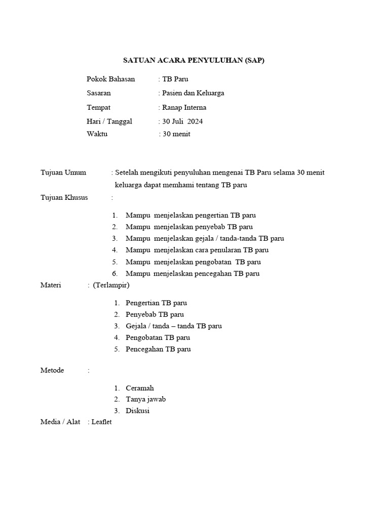 Sap Dan Leaflet TB Paruu | PDF