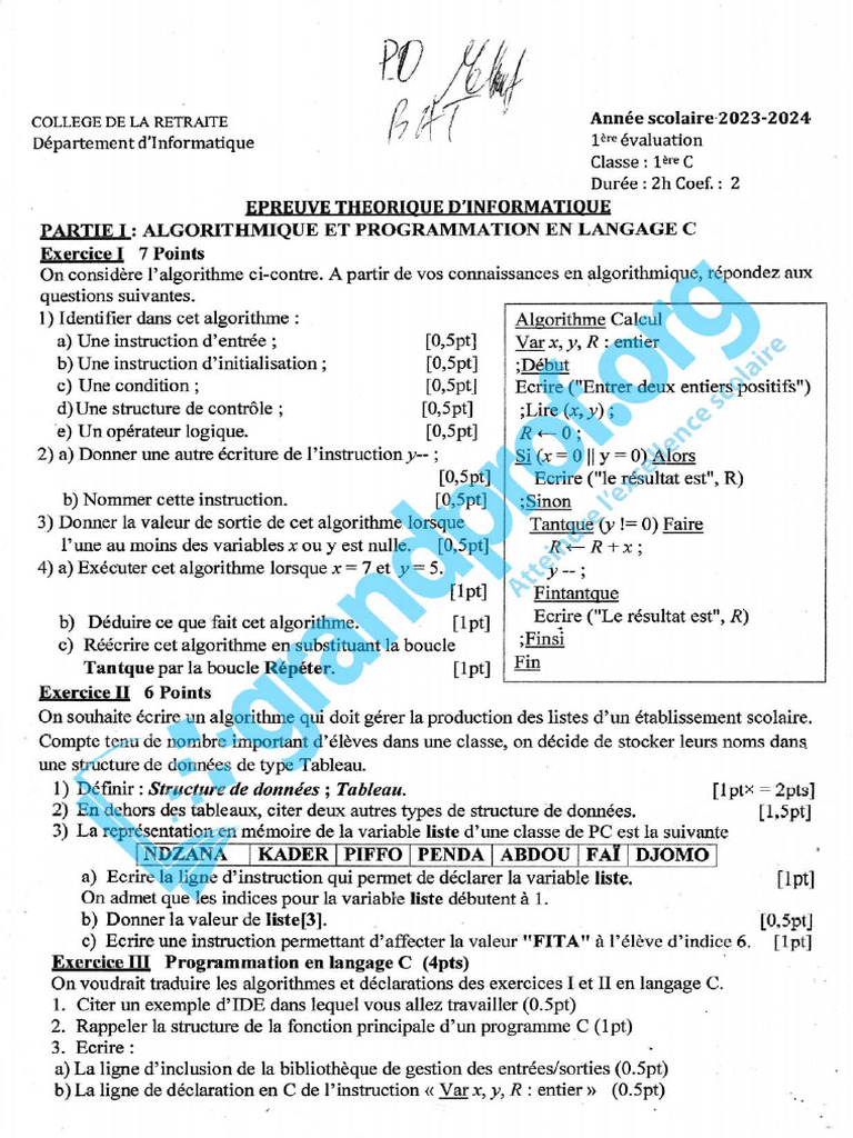 Informatique 1erec Perso4 College Retraite 2023 2024 | PDF