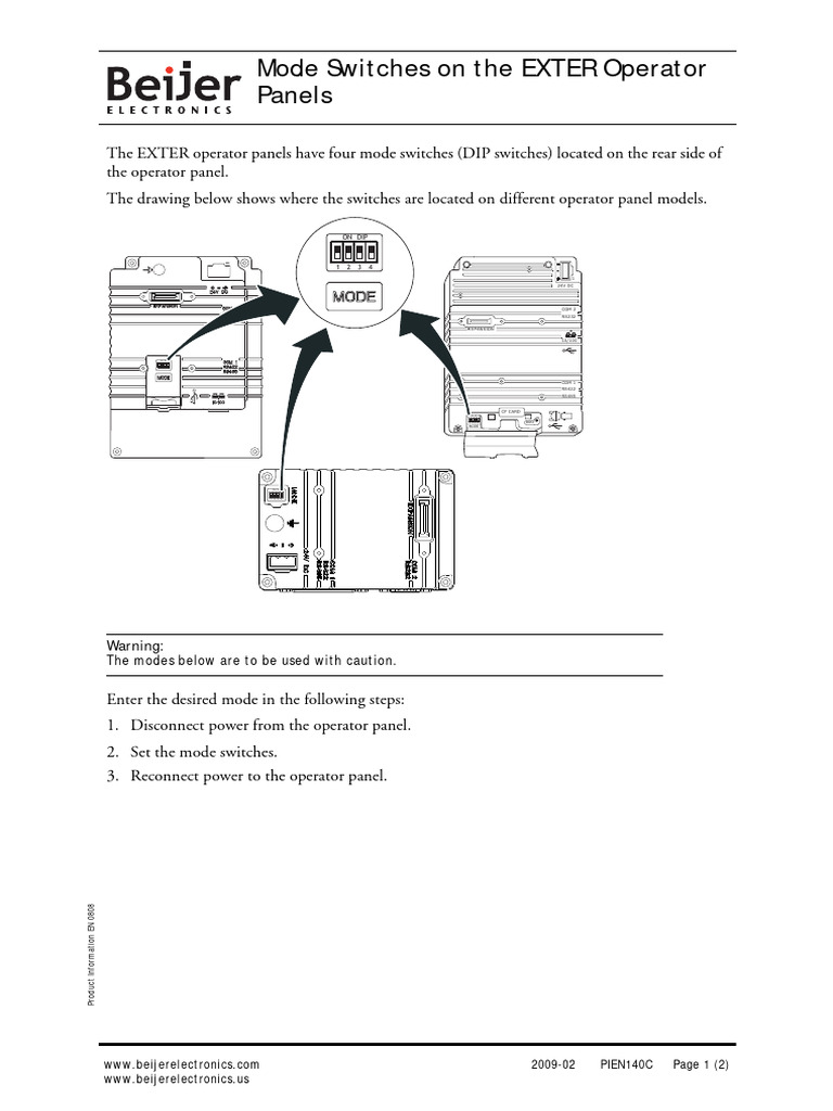 EXTER Mode Switches PIEN140C | PDF | Booting | Computer Hardware