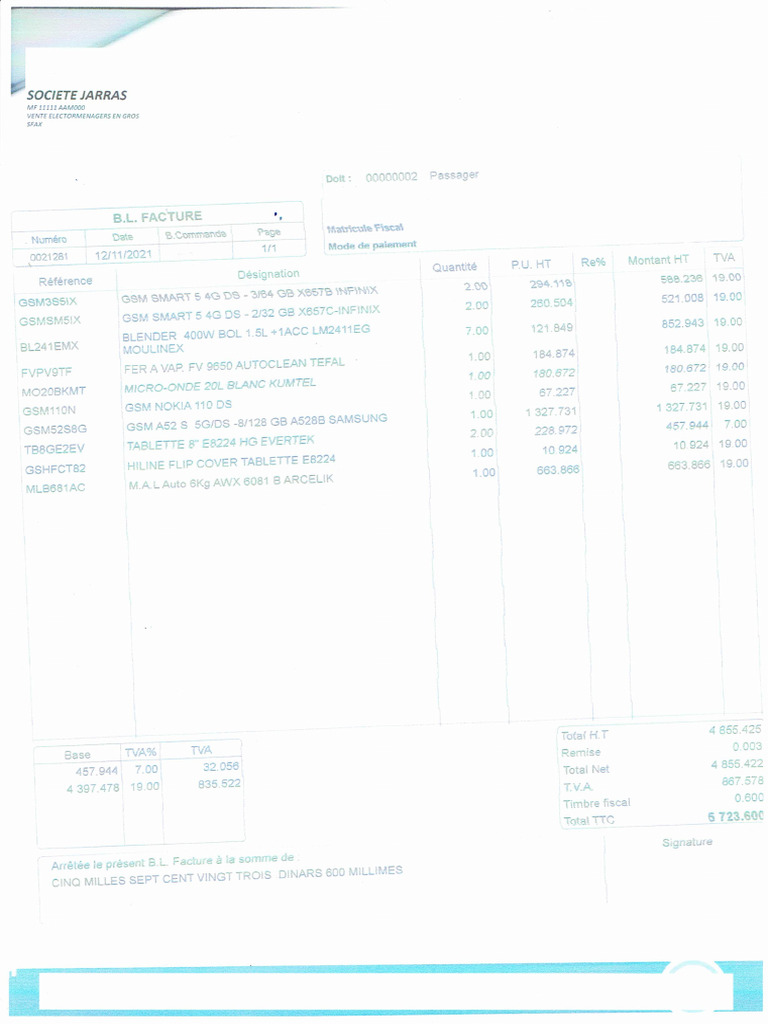 Facture de Vente Exemples | PDF