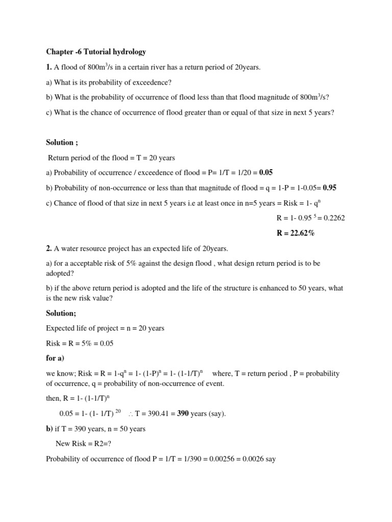 Chapter-6 Tutorial Hydrology | PDF | Applied Mathematics | Statistical ...