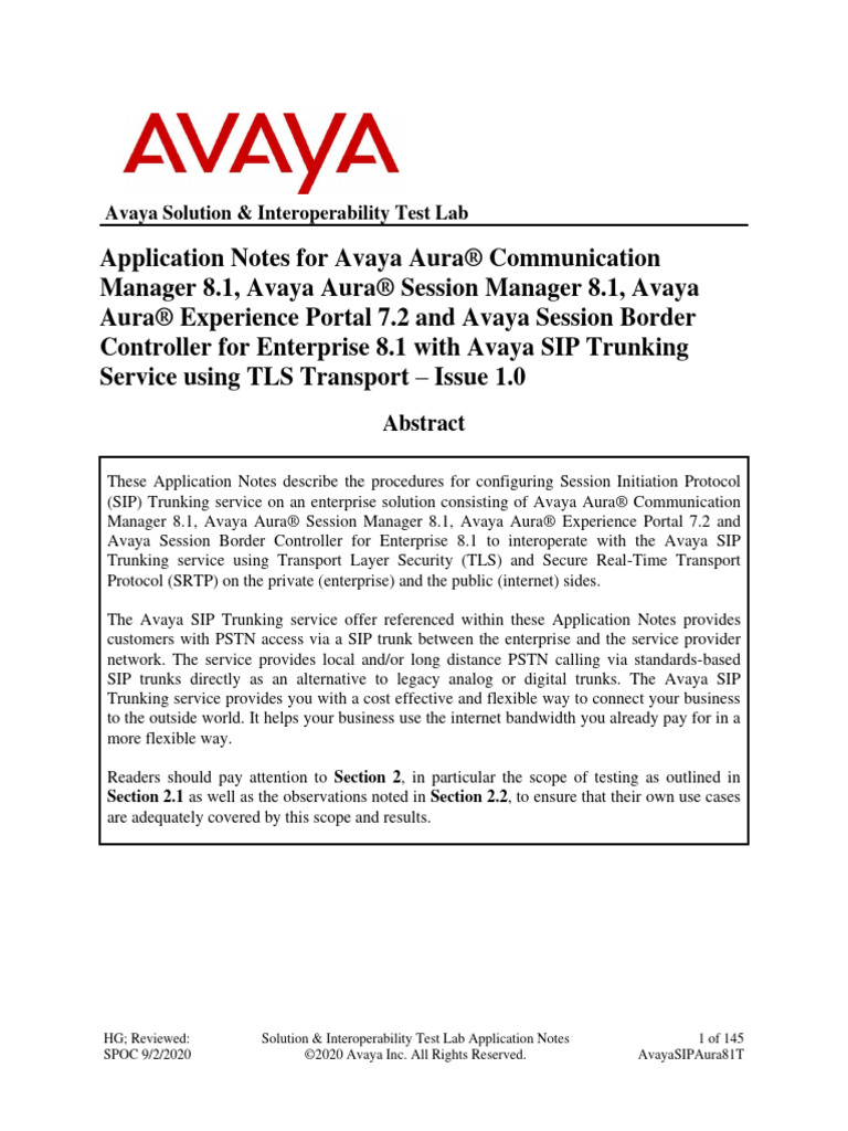 AvayaSIPAura81T | PDF | Session Initiation Protocol | Port (Computer Networking)