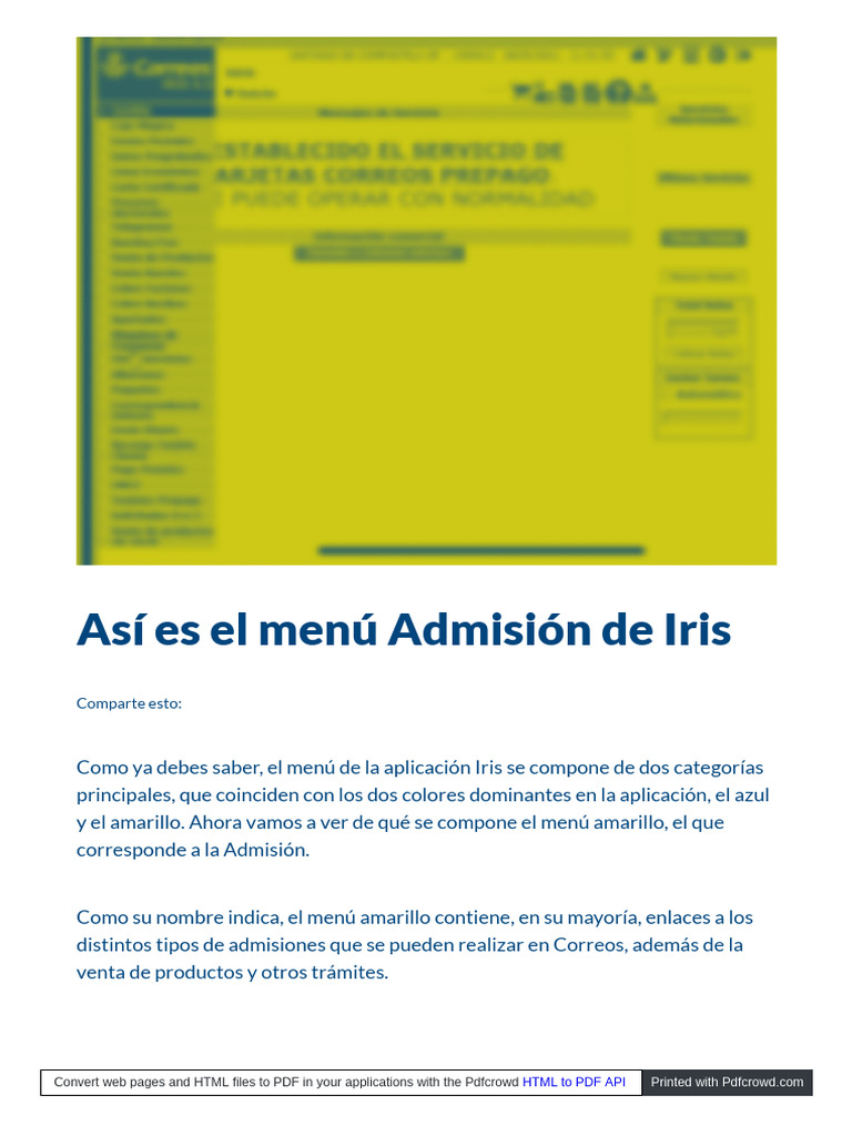Miplazaencorreos Es Asi Es El Menu Admision de Iris | PDF | Informática